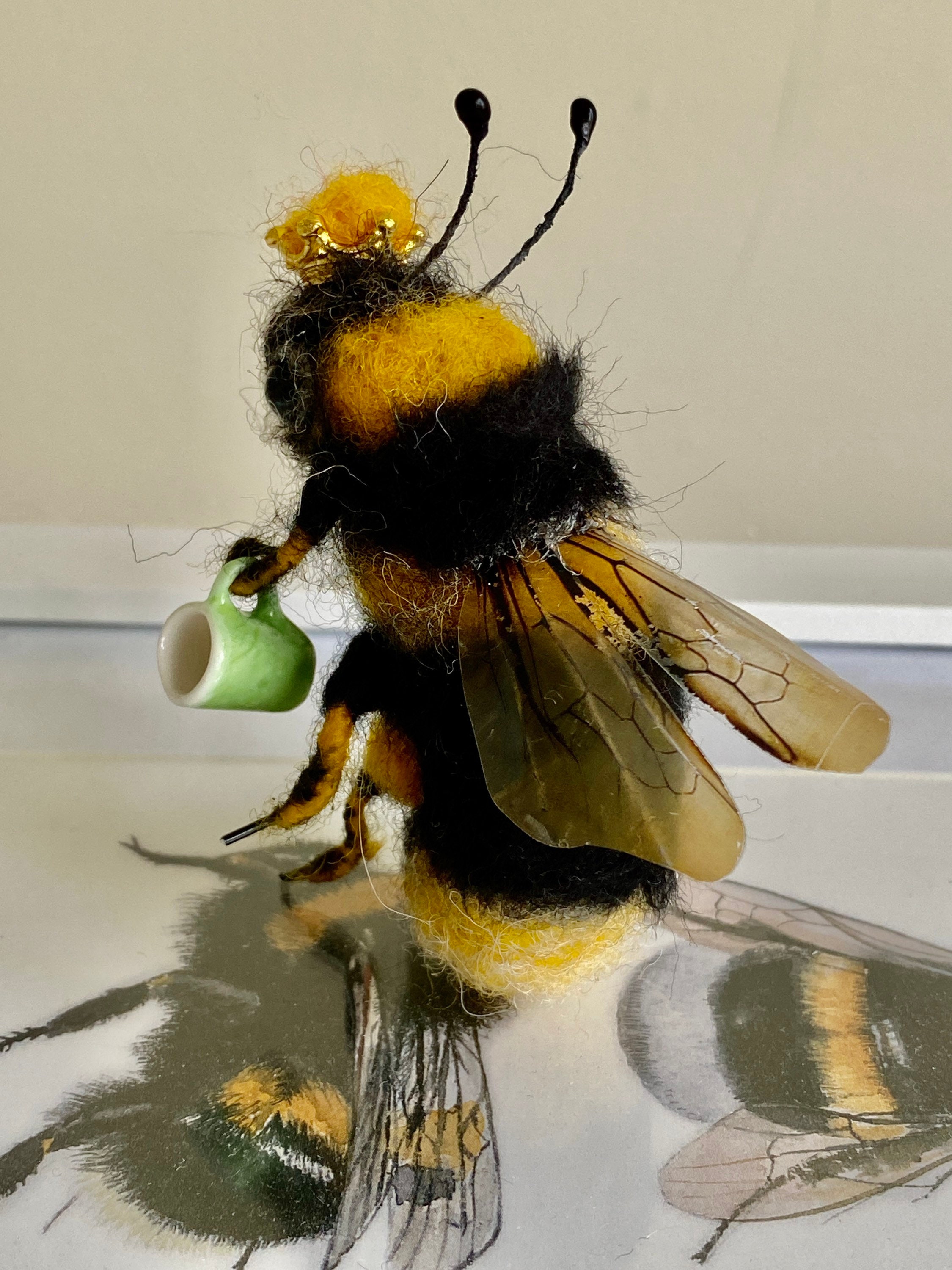 Fiber Arts Art & Collectibles Wool fluffy bees bee miniatures bumblebee ...