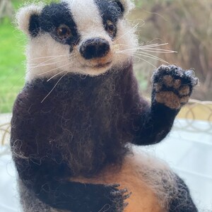 Badger/needle Felted Badger/sitting Badger/felted Animals/badger ...
