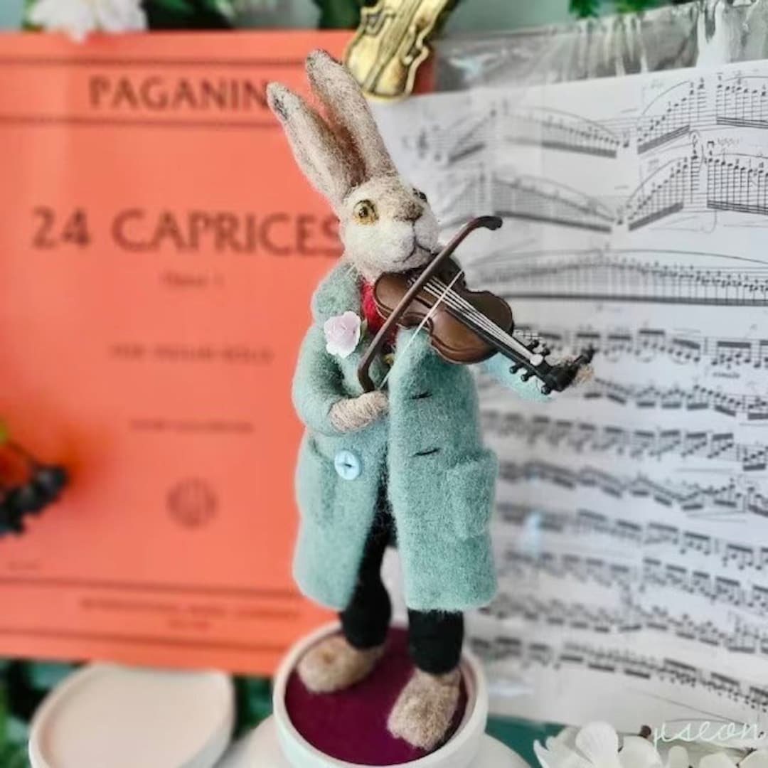 Musical Hare Doll : Needle Felted Rabbit, Hare Wool Sculpture With ...