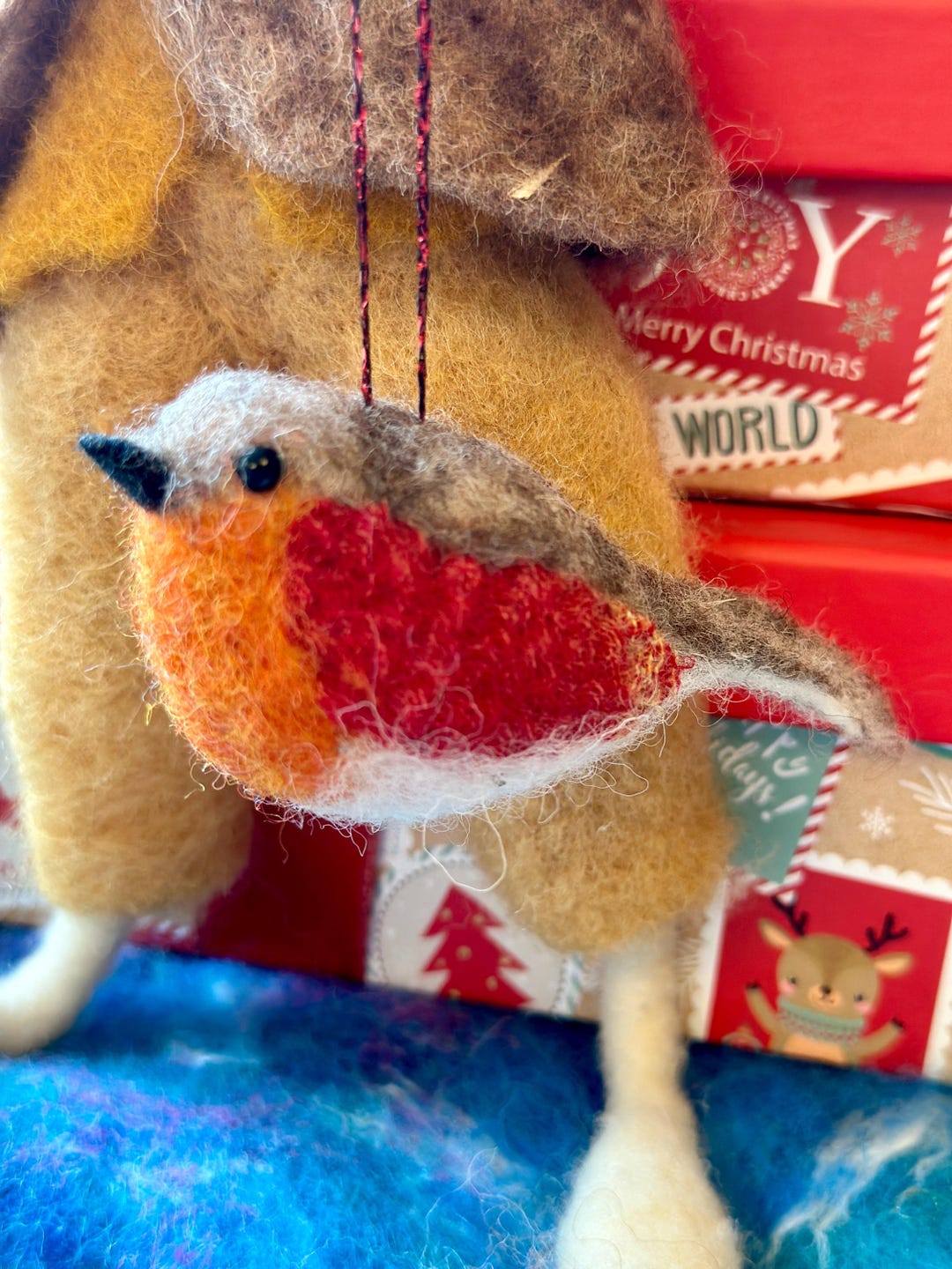 Robin Ornament/holiday Decor/needle Felted Robin/robin Xmas Ornament ...