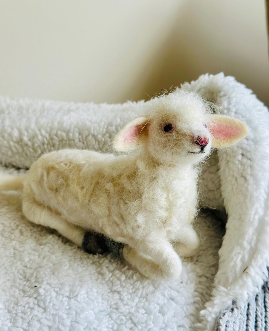 Felted Lamb/sitting Lamb/baby Lamb/needle Felt Lamb/spring Lamb/lamb Gift/needle Felted Animal ...