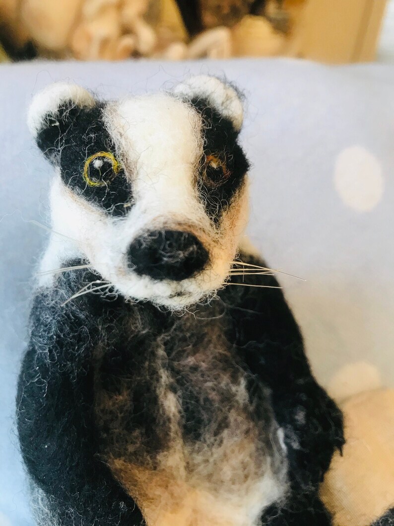 Badger/Needle Felted Badger/Sitting Badger/Felted | Etsy