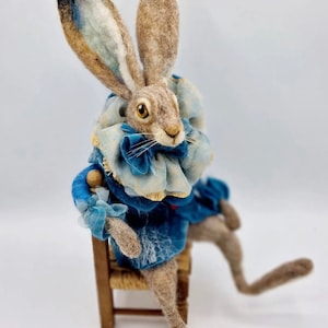 Art Hare Doll/blue Hare/rabbit Doll/mixed Media Rabbit/ooak Art Doll ...
