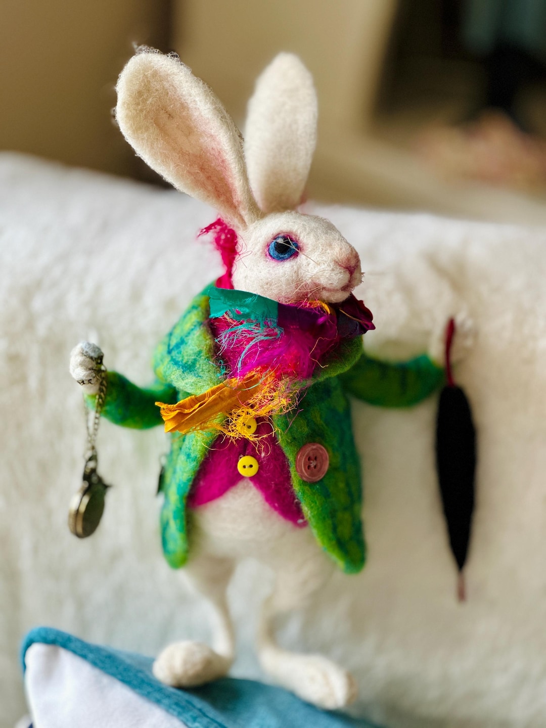 White Rabbit/ooak White Rabbit/felt Rabbit Art Doll/needlefelted Rabbit ...