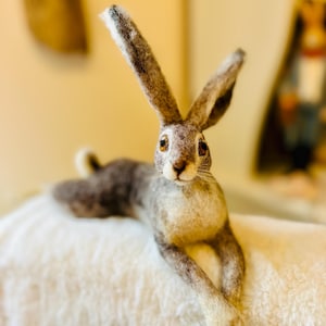 Reclining Hare/rabbit Lover Gift/hare Sculpture/felted Rabbit/felt ...