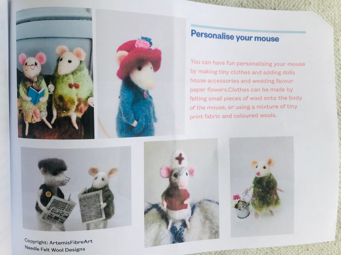 Mouse Pattern/mouse Needle Felting Tutorial/needle Felt a Mouse/mouse ...