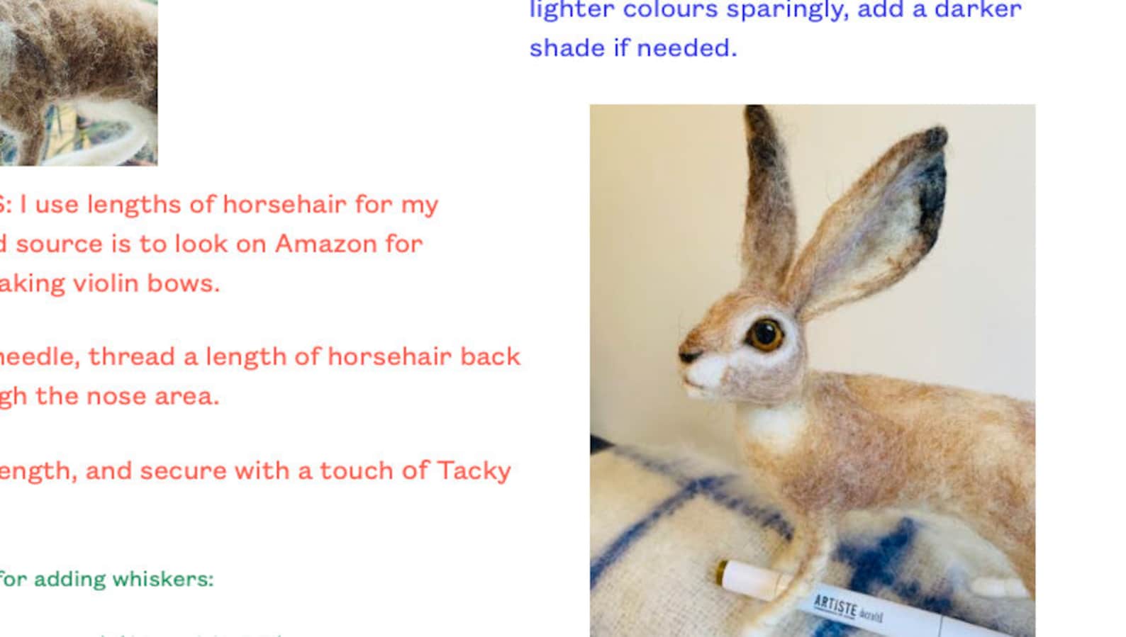 Hare Pattern/hare Felting Tutorial/intermediate/needle Felt - Etsy UK