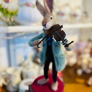 Musical Hare Doll : Needle Felted Rabbit, Hare Wool Sculpture With ...
