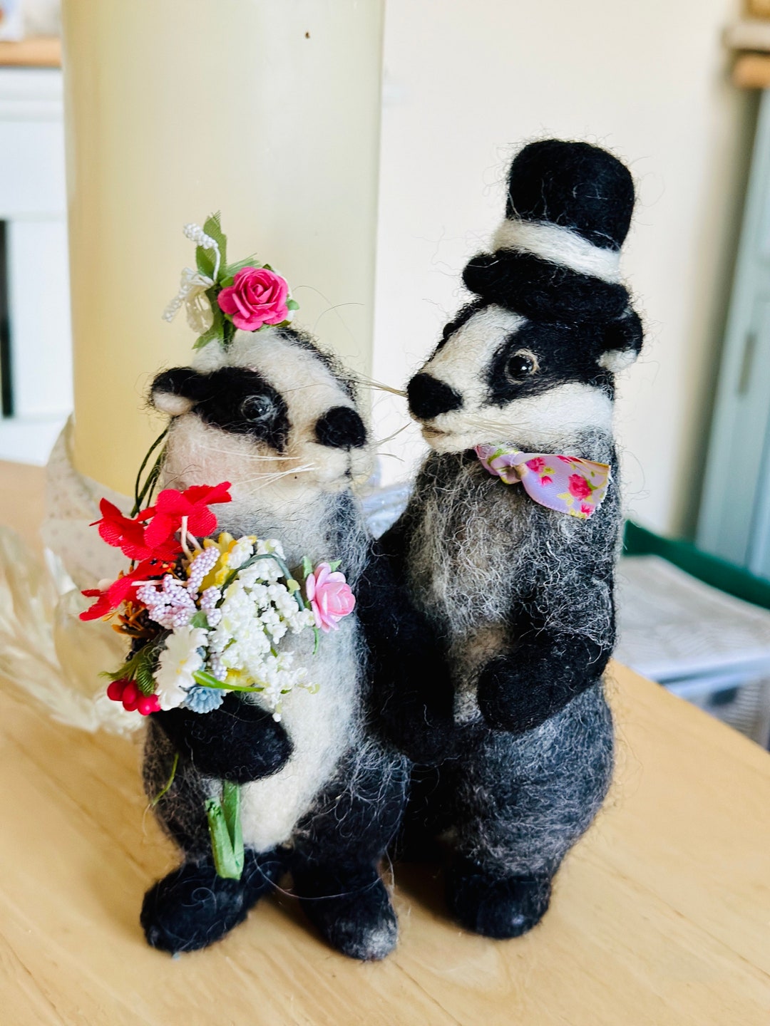 Badger Cake Topper/animal Wedding Cake Topper/needle Felted Badgers ...