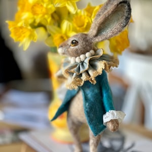 Art Hare Doll/blue Hare/rabbit Doll/mixed Media Rabbit/ooak Art Doll ...