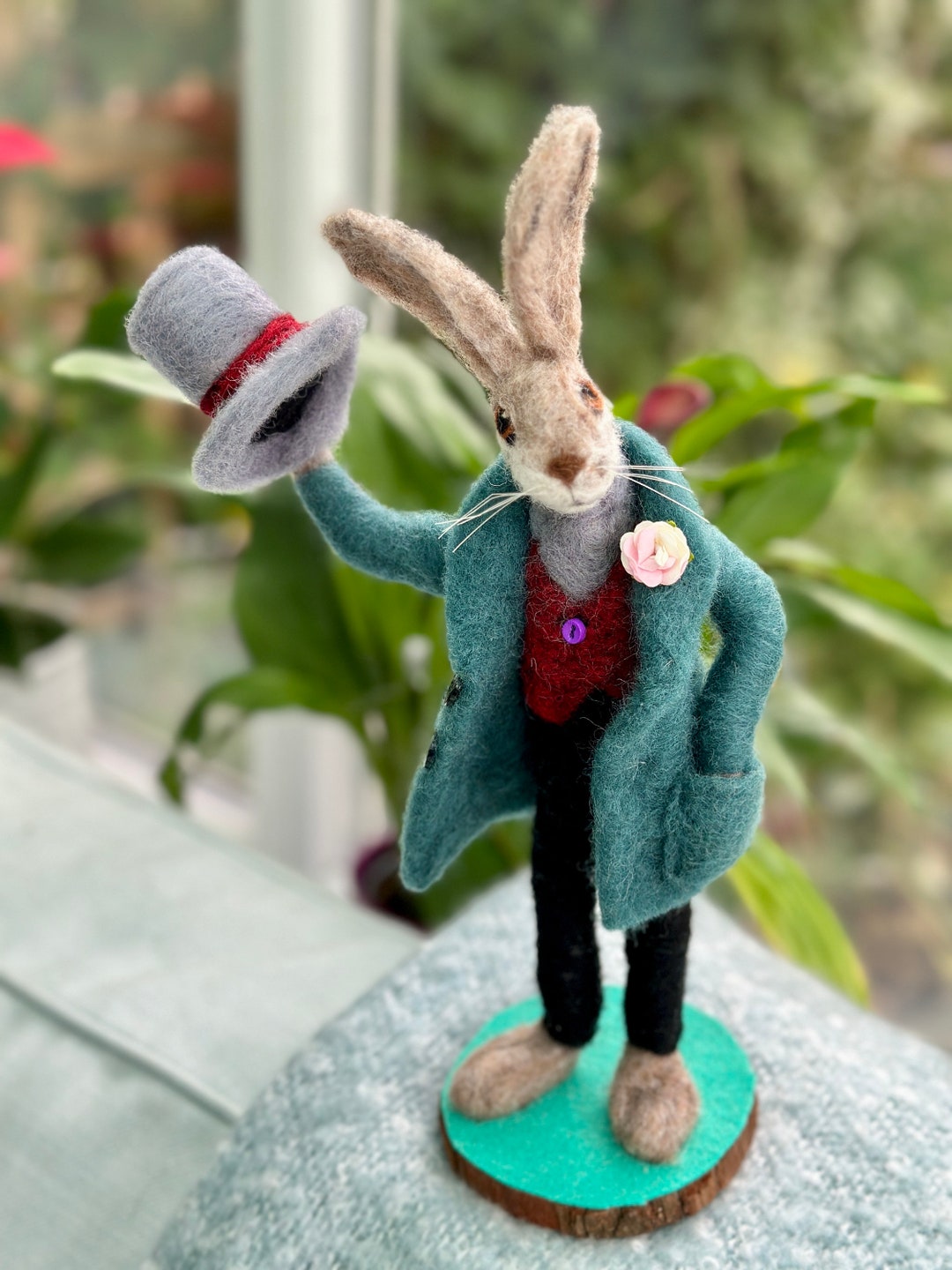Needle Felted Gentleman Hare : Felted Rabbit With Top Hat, Rabbit Doll ...