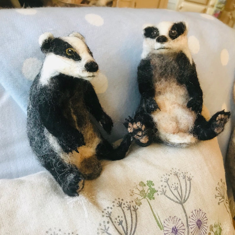Badger/Needle Felted Badger/Sitting Badger/Felted | Etsy
