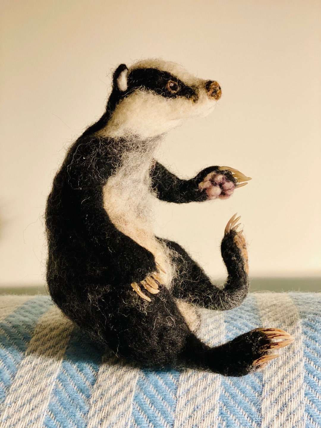 Badger/needle Felted Badger/sitting Badger/felted Animals/badger ...