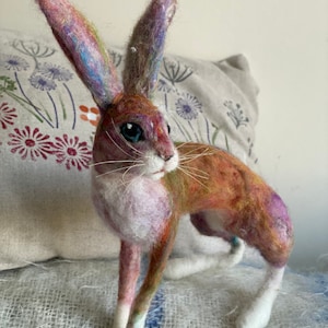 Rainbow Hare/multi Coloured Rabbit/needle Felted Bunny/rainbow Hare ...