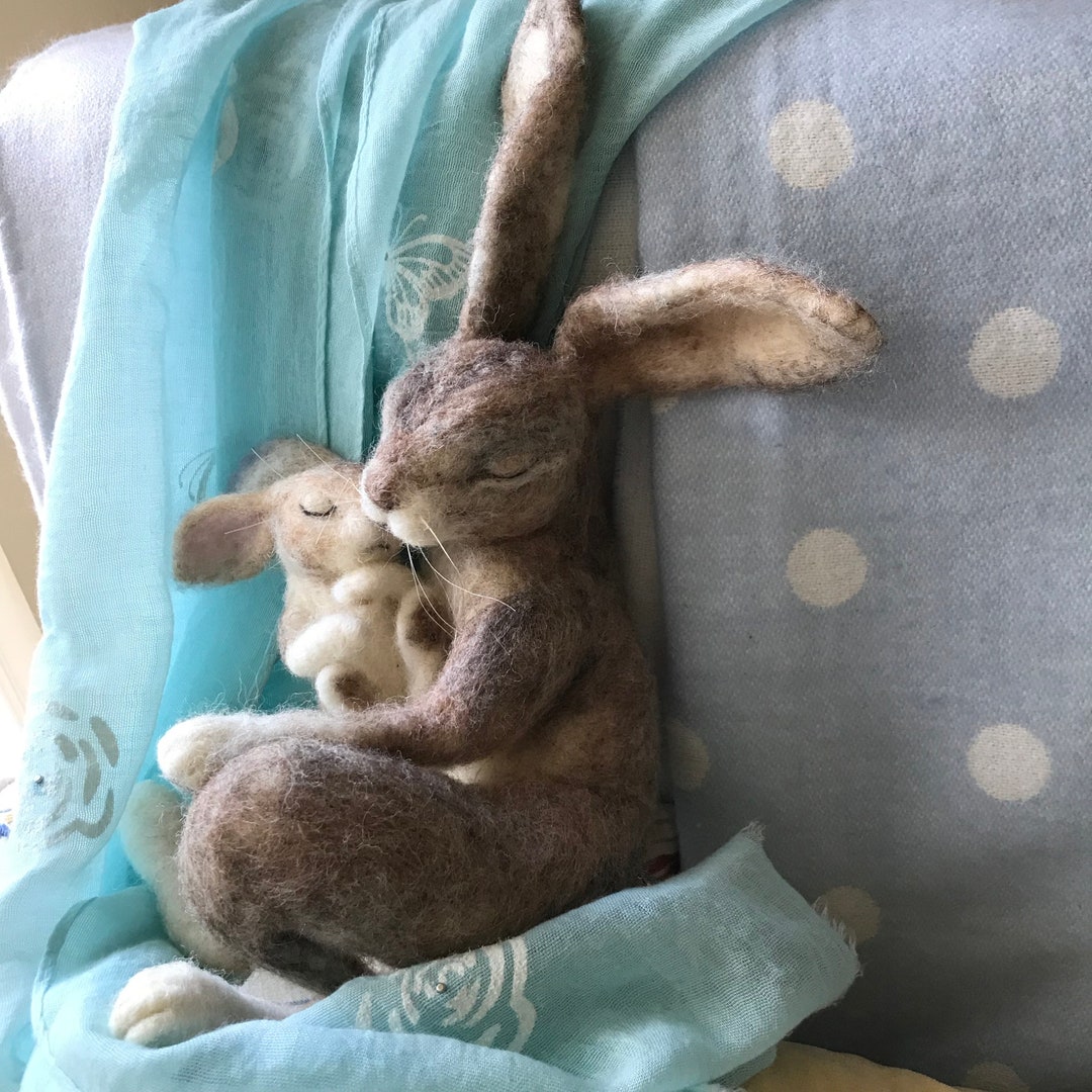 Sleeping Hare/needle Felted Hare/mother Hare/felt Hare/felted Rabbit ...