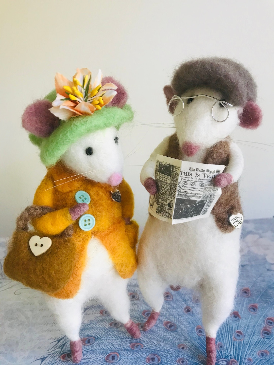 Felt Mice/mr and Mrs Mice/mouse/mouse Ornament/cute Mouse/mice/mice ...