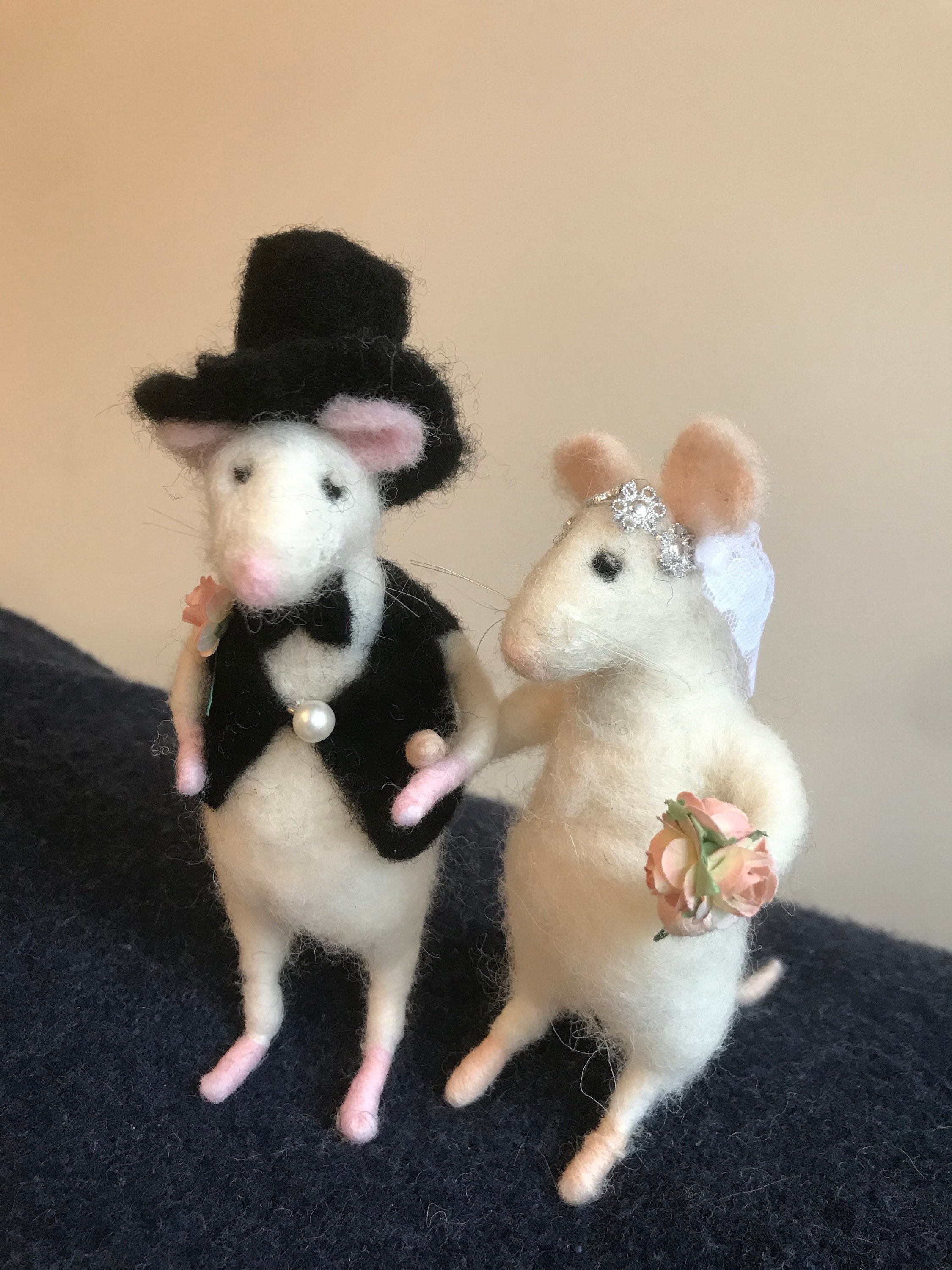 Mouse Wedding Cake Topper/mice Topper/mice Bride and Groom/ Animal Cake ...
