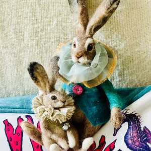 Art Hare Doll/blue Hare/rabbit Doll/mixed Media Rabbit/ooak Art Doll ...
