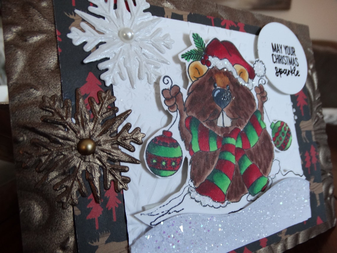 Cute Gopher Christmas Card Hand Made - Etsy