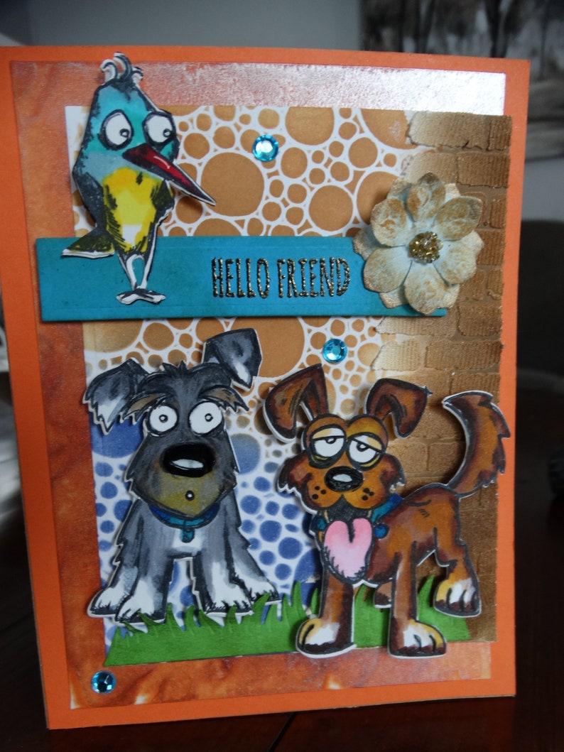 Hello Friend Adorable Pups Greeting Card - Etsy