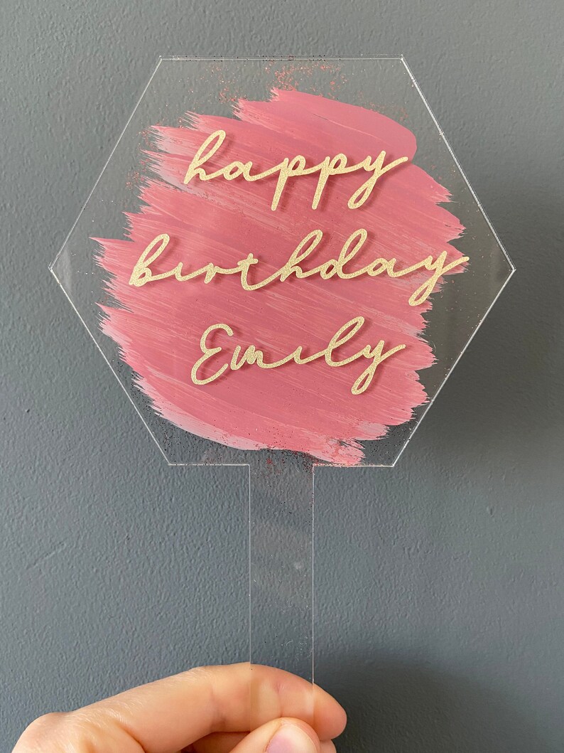 Hexagon Acrylic Cake Topper | Personalised Cake Topper | Birthday ...