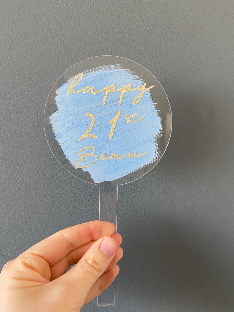 Circle Acrylic Cake Topper Personalised Cake Topper | Etsy