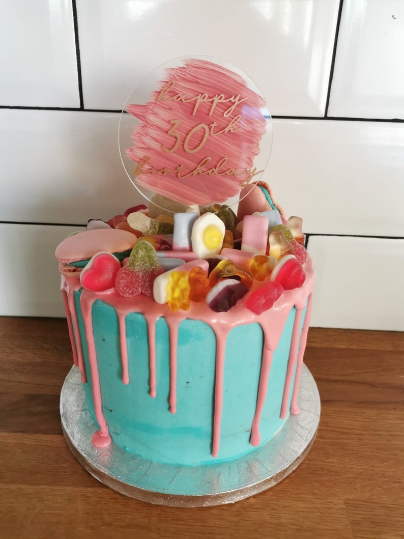 Circle Acrylic Cake Topper Personalised Cake Topper | Etsy