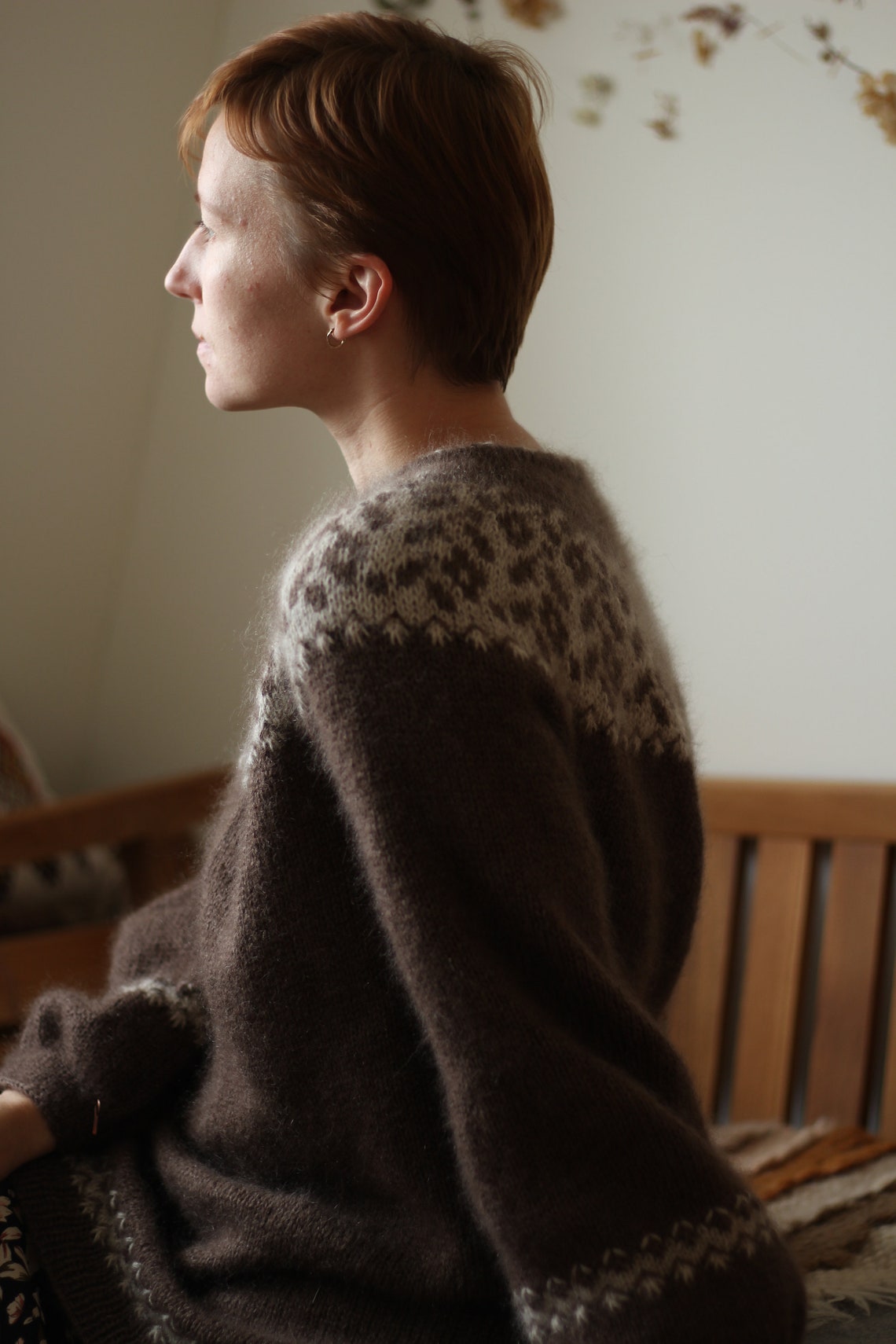 Knitting Pattern Round Yoke Sweater Dress With Floral Colour | Etsy