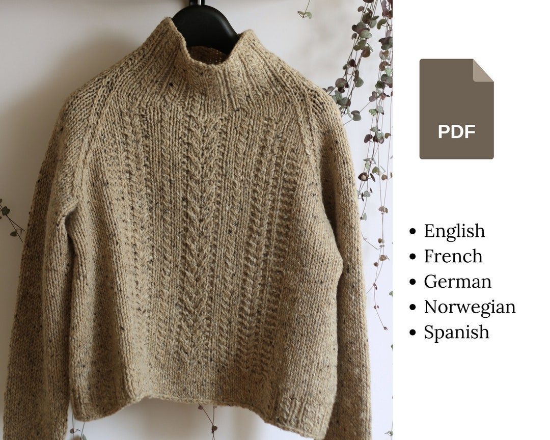 Knitting Pattern Irish Rover Raglan Turtleneck Pullover With Cables ...