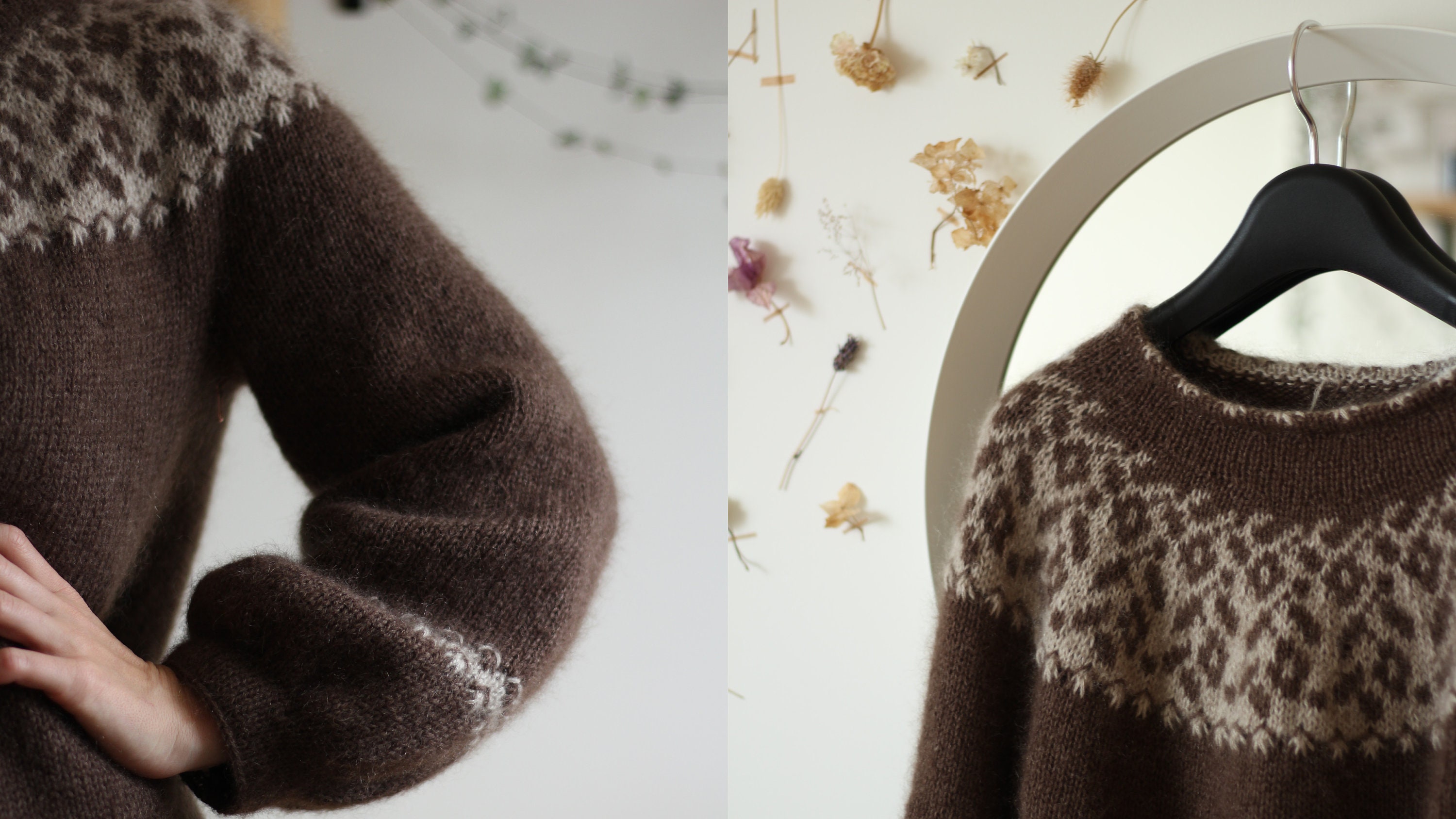 Knitting Pattern Round Yoke Sweater Dress With Floral Colour | Etsy