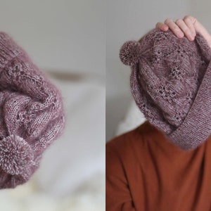Knitting Pattern - Lace Beanie - Slouchy Toque in Cotton or Silk Mohair ...