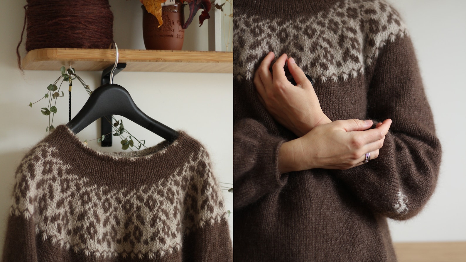 Knitting Pattern Round Yoke Sweater Dress With Floral Colour | Etsy