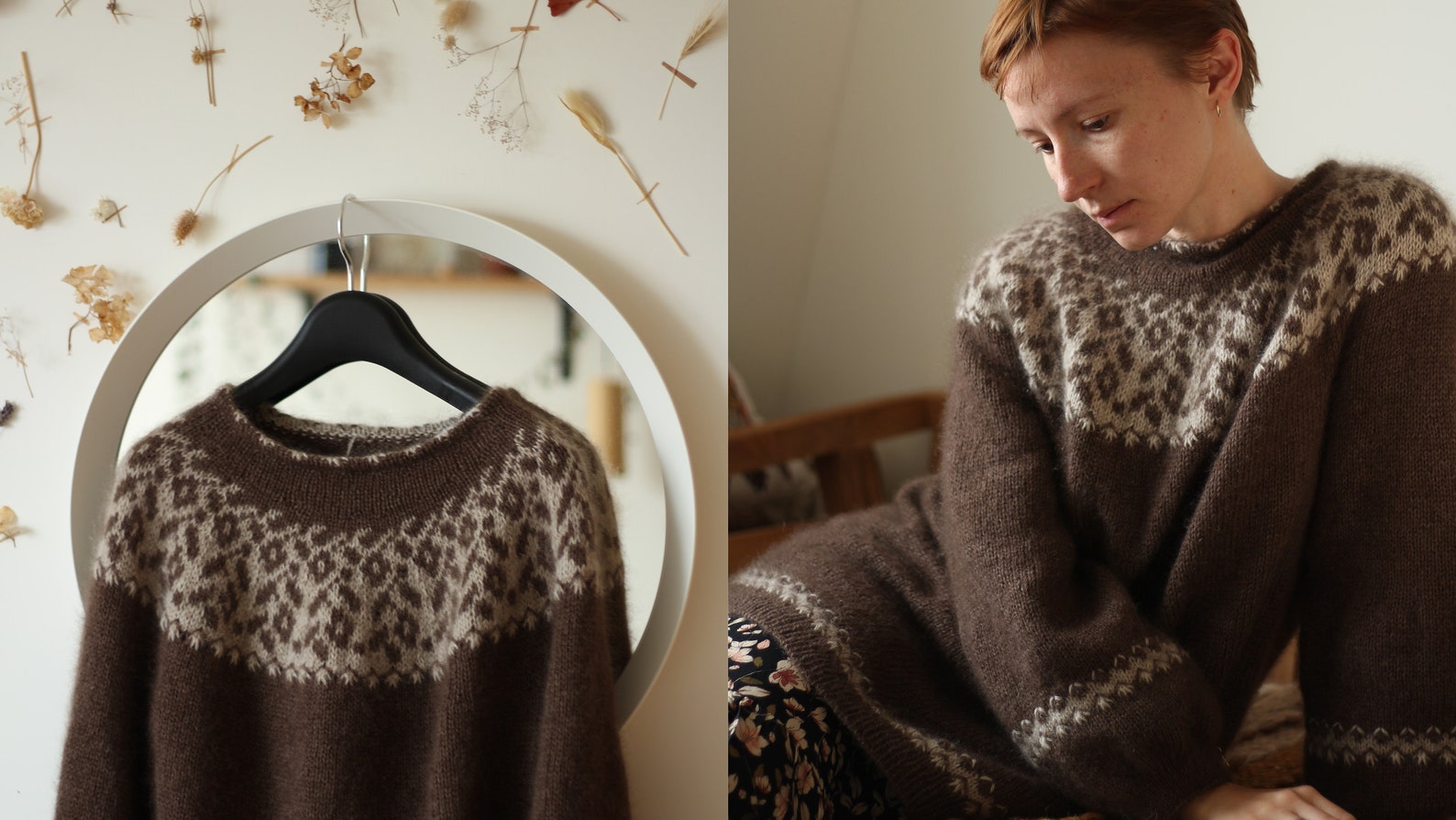 Knitting Pattern Round Yoke Sweater Dress With Floral Colour - Etsy