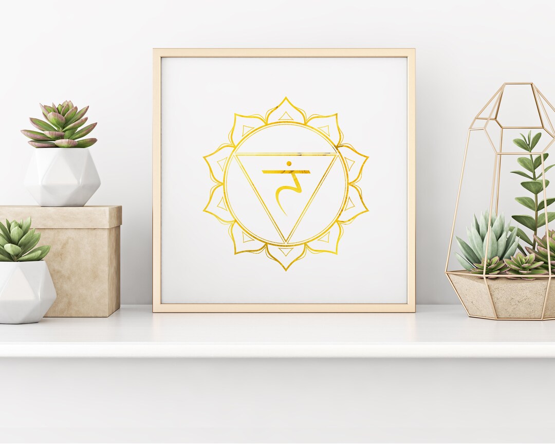 Yellow Color Solar Plexus Manipura Chakra Watercolor Gold Mantra ...