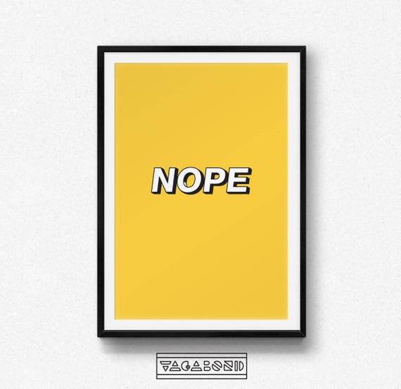 Nope Typography Yellow Retro Digital Print Downloadable Decor - Etsy