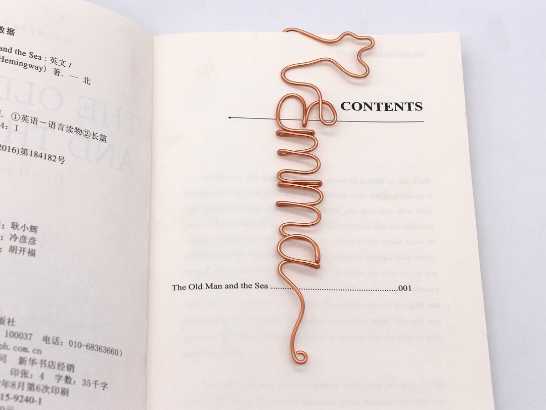 Personalized Wire Bookmark, Book Club Gift, Custom Name Bookmark, Cat ...