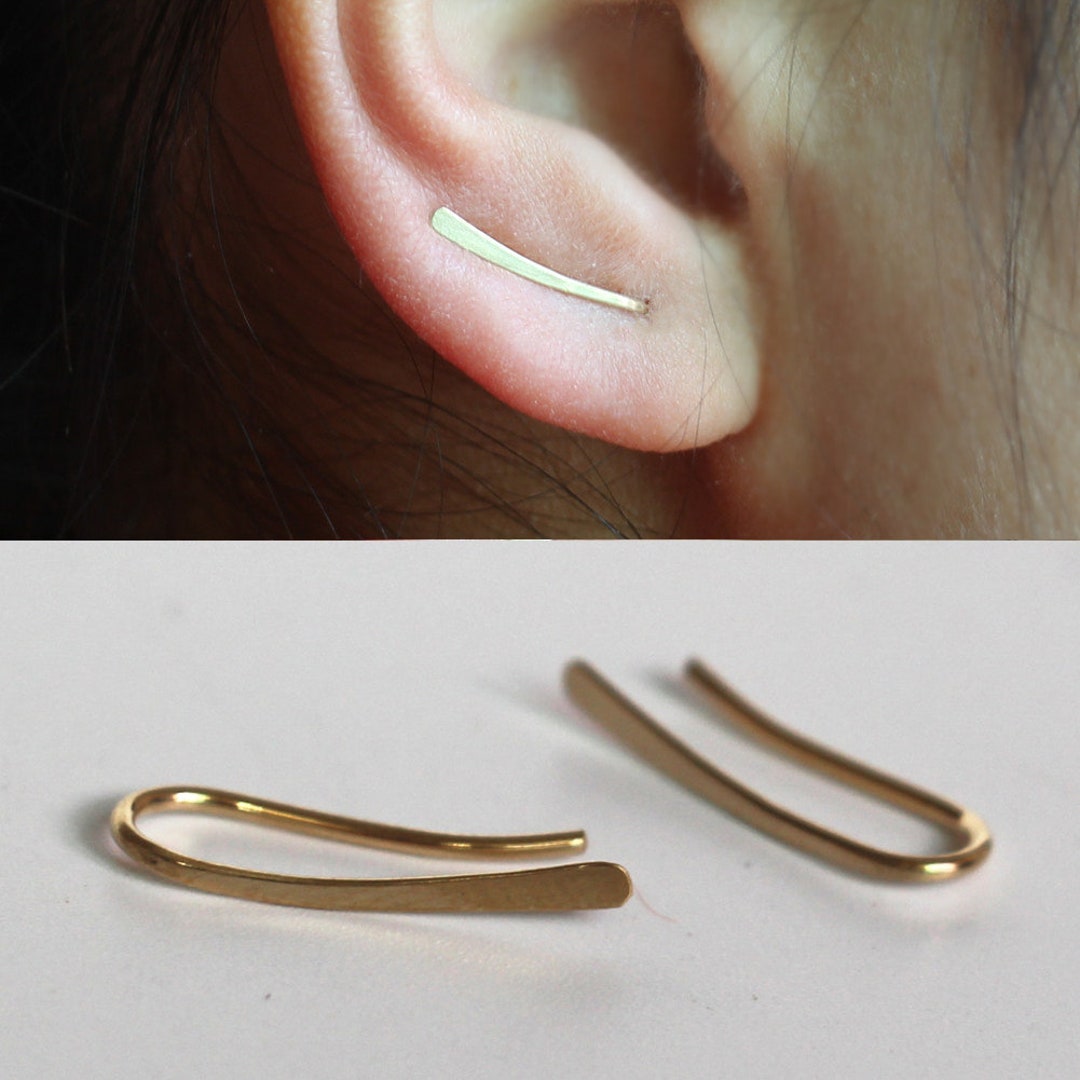 Minimalist Ear Crawler, Hammered Ear Climbers, Ear Sweeps, Ear Pins ...