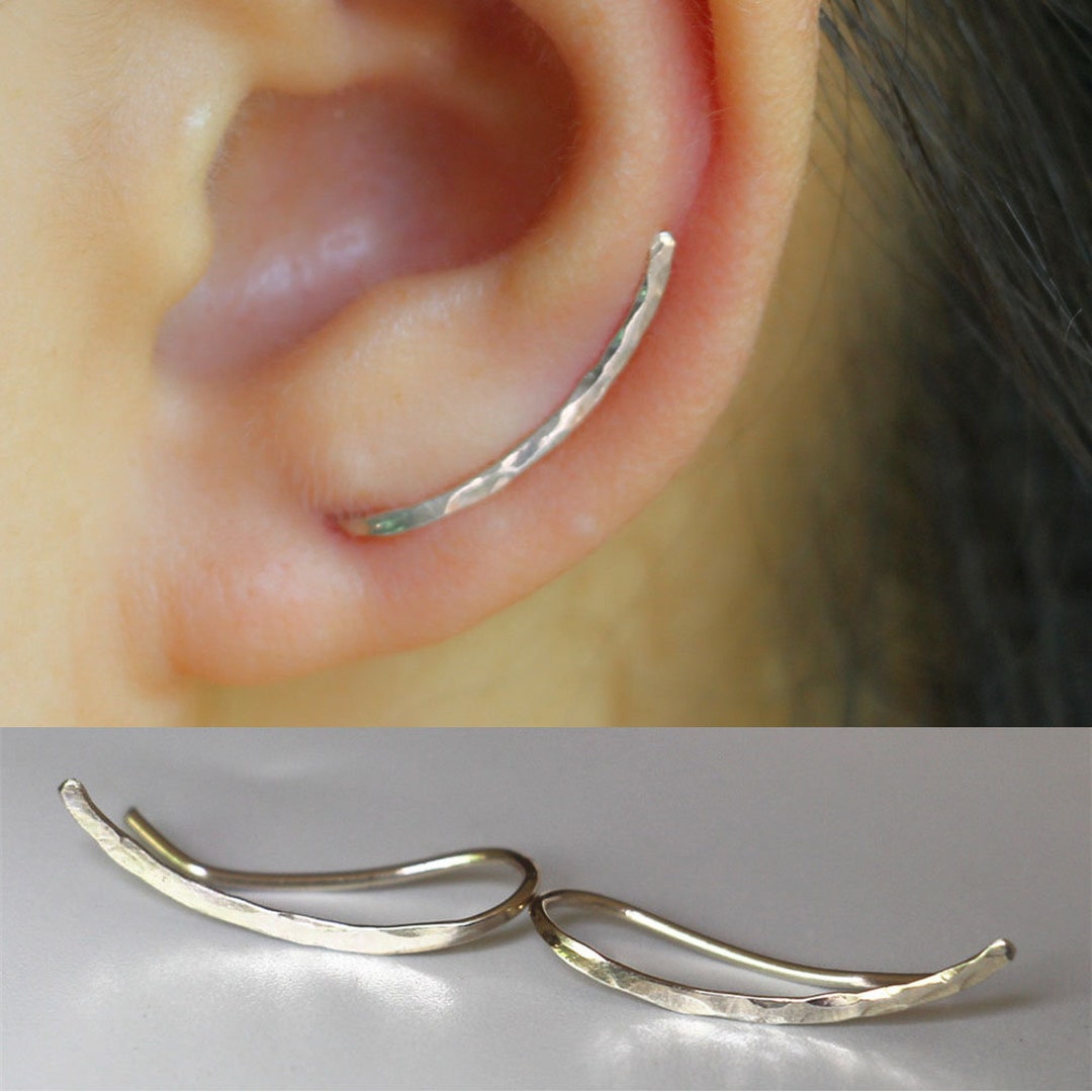 Sterling Silver Ear Crawler Earrings, Crawler Climber Earrings, Ear ...