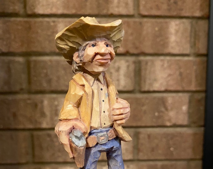 Hand Carved Caricature Cowboy - Etsy
