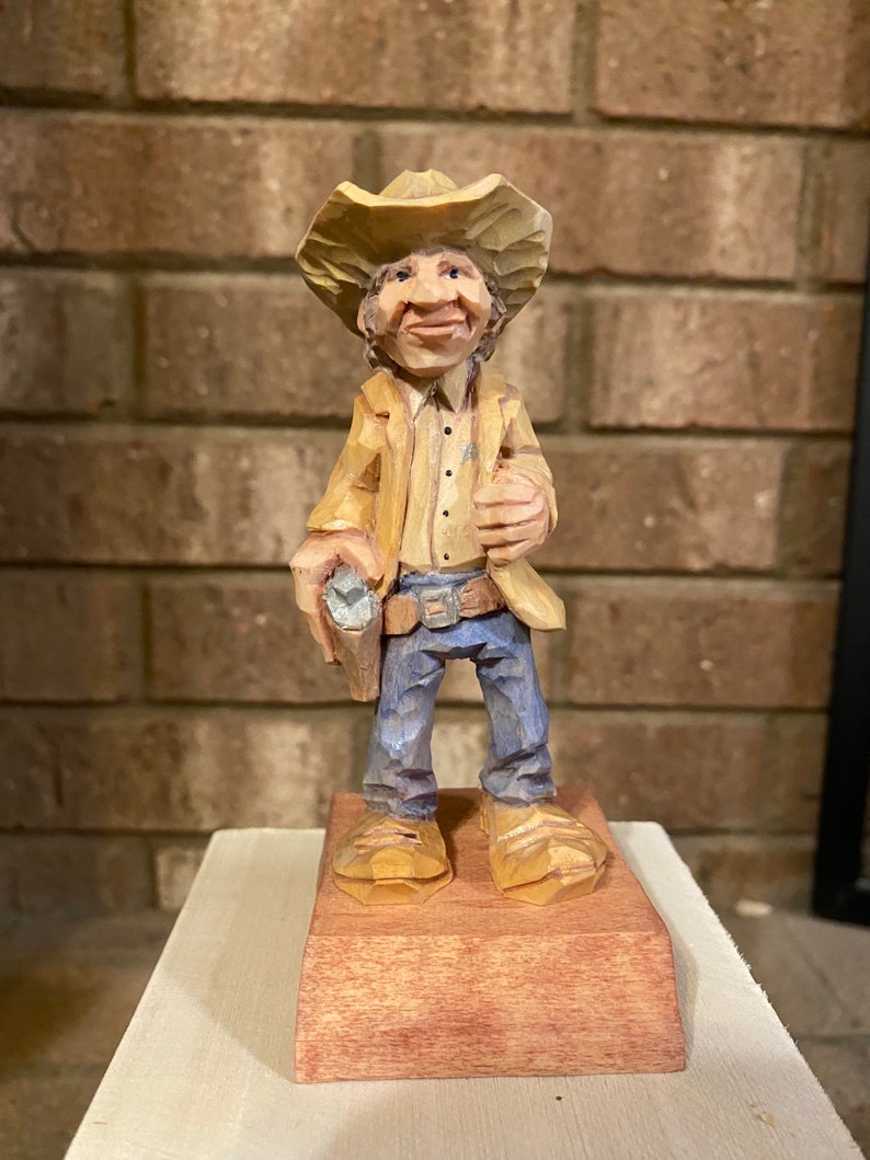 Hand Carved Caricature Cowboy - Etsy