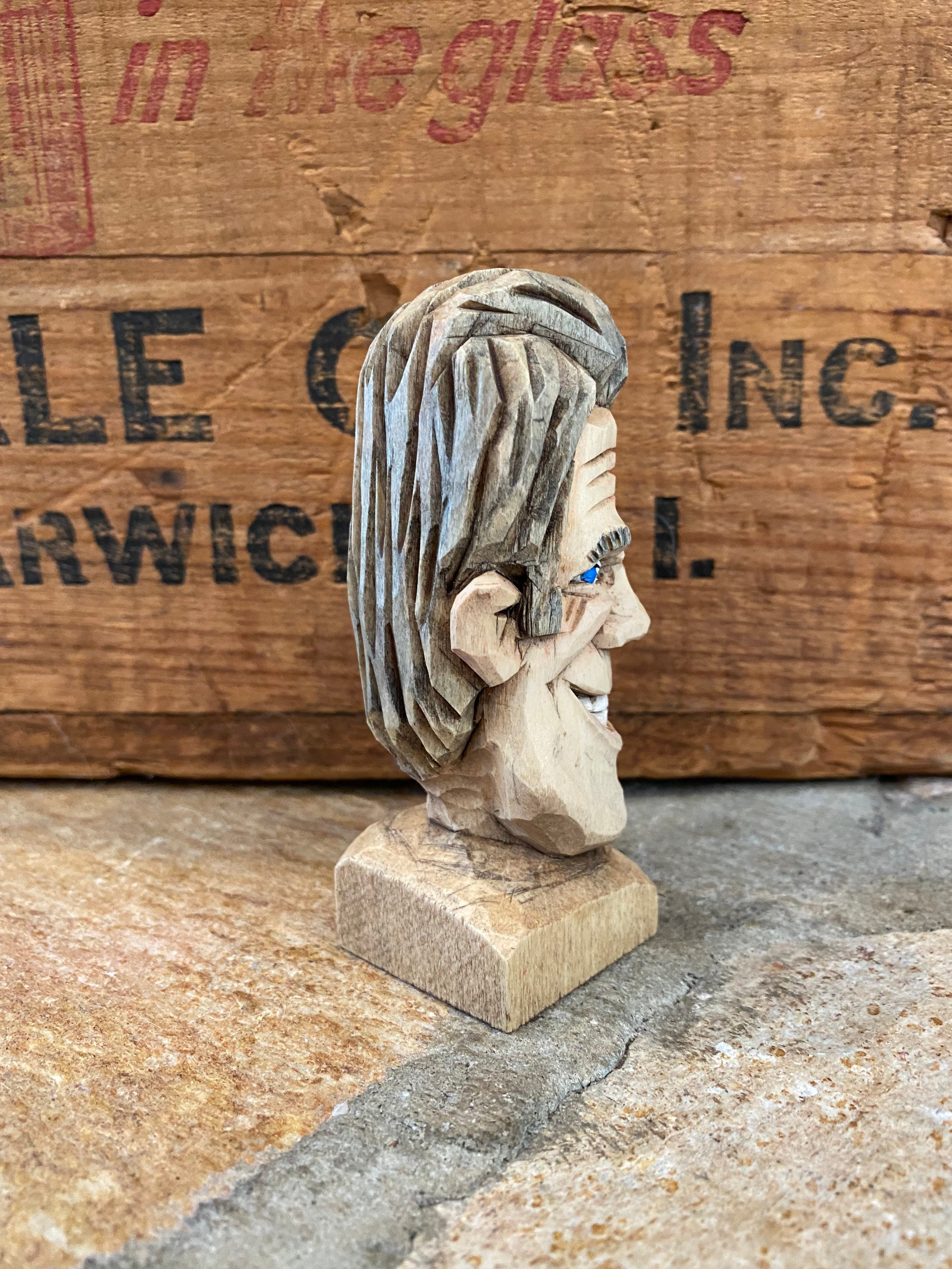 Hand Carved Smiling Face Bust - Etsy