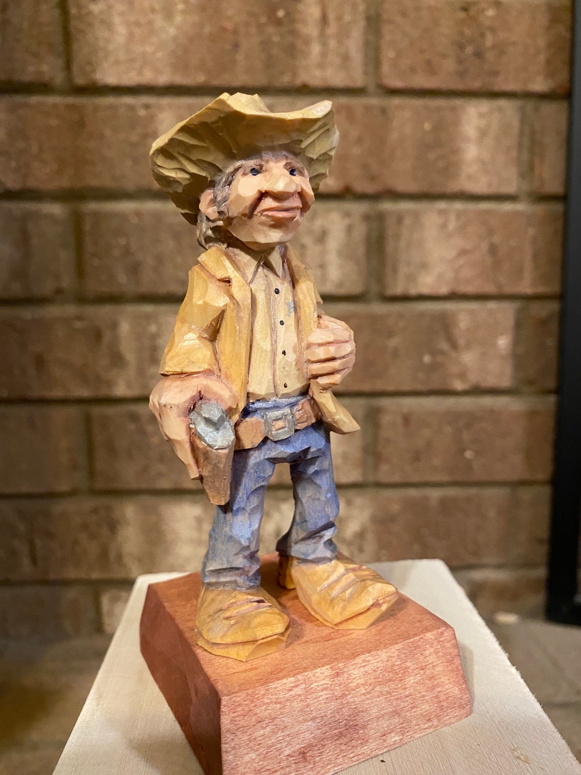 Hand Carved Caricature Cowboy - Etsy