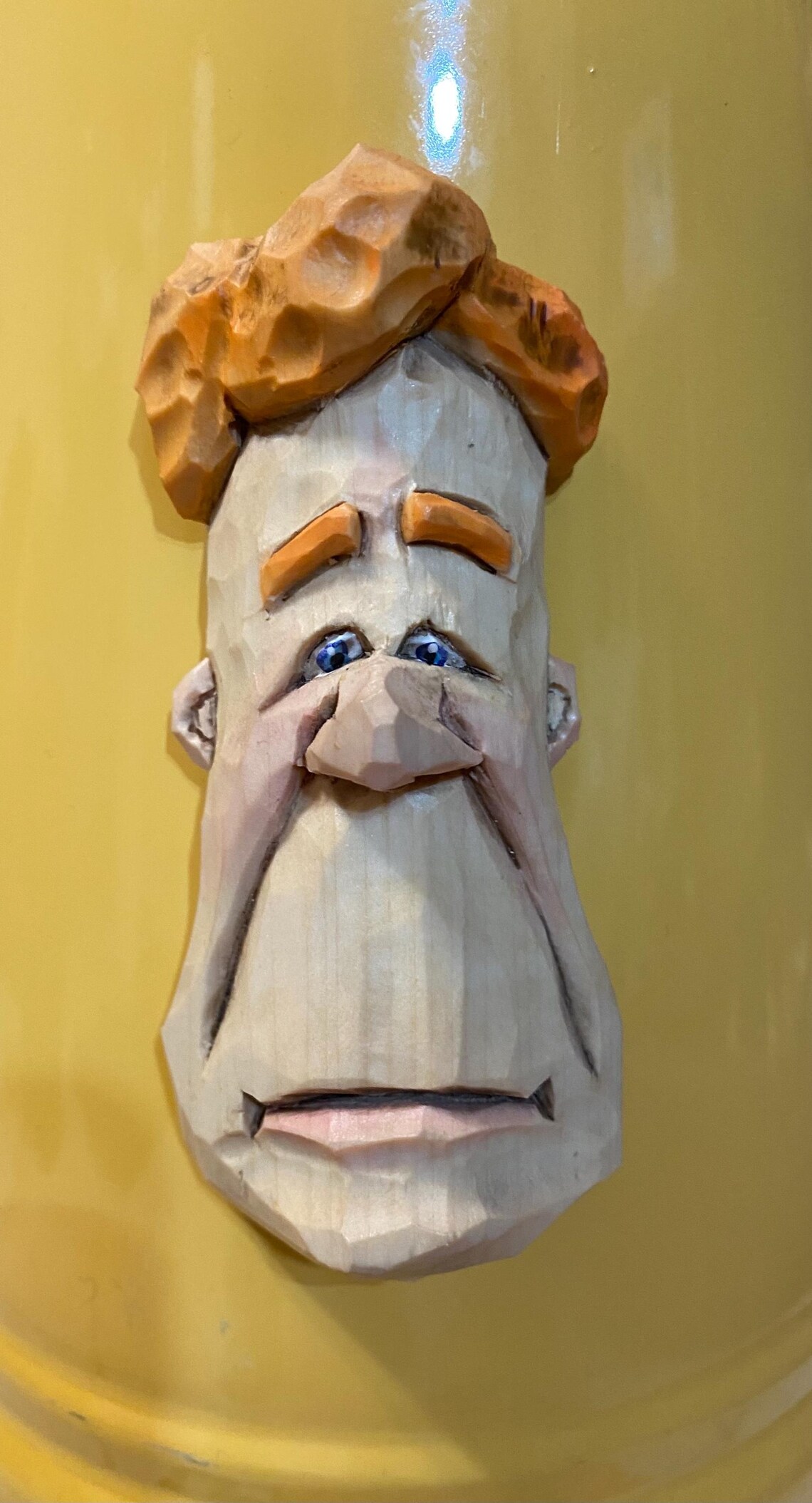 Caricature Carved Sad Face Fridge Magnet - Etsy