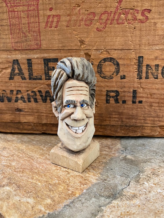 Hand Carved Smiling Face Bust | Etsy