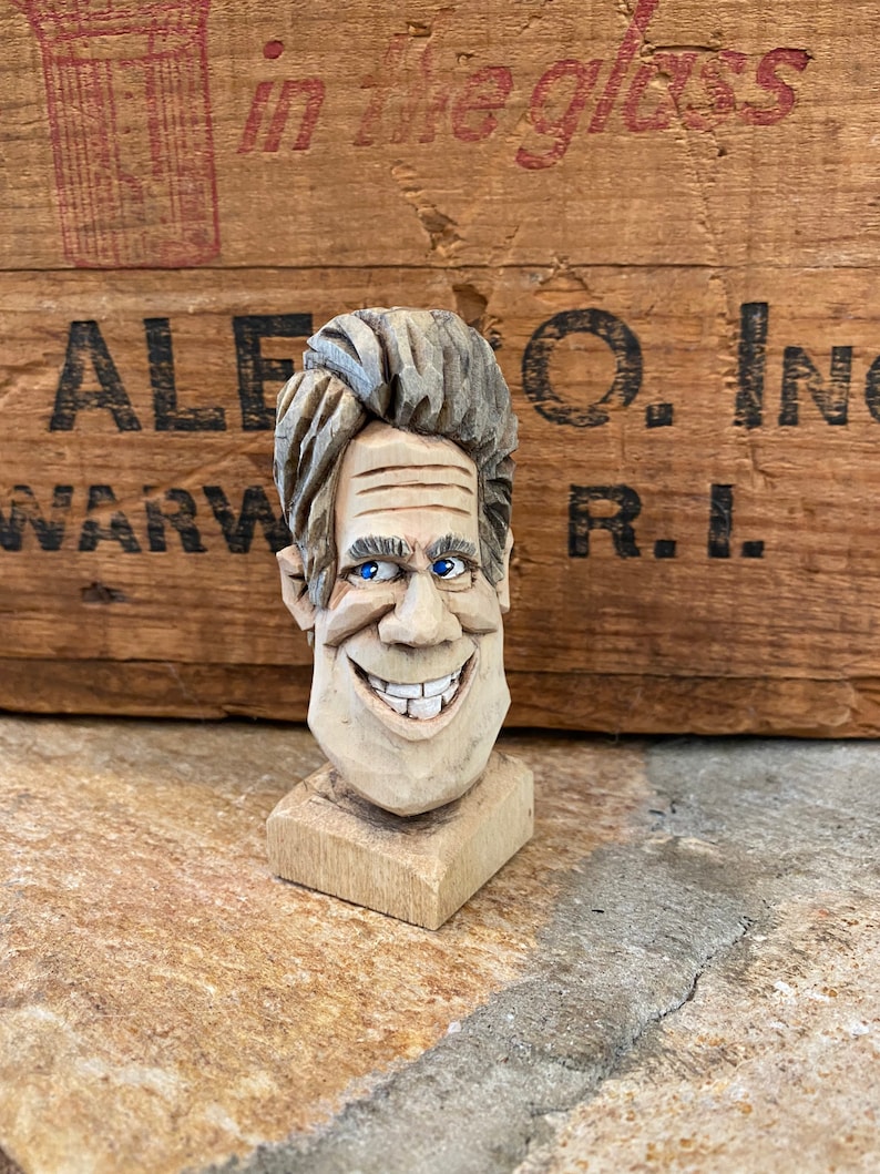 Hand Carved Smiling Face Bust - Etsy