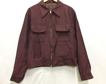 Maroon denim jacket | Etsy