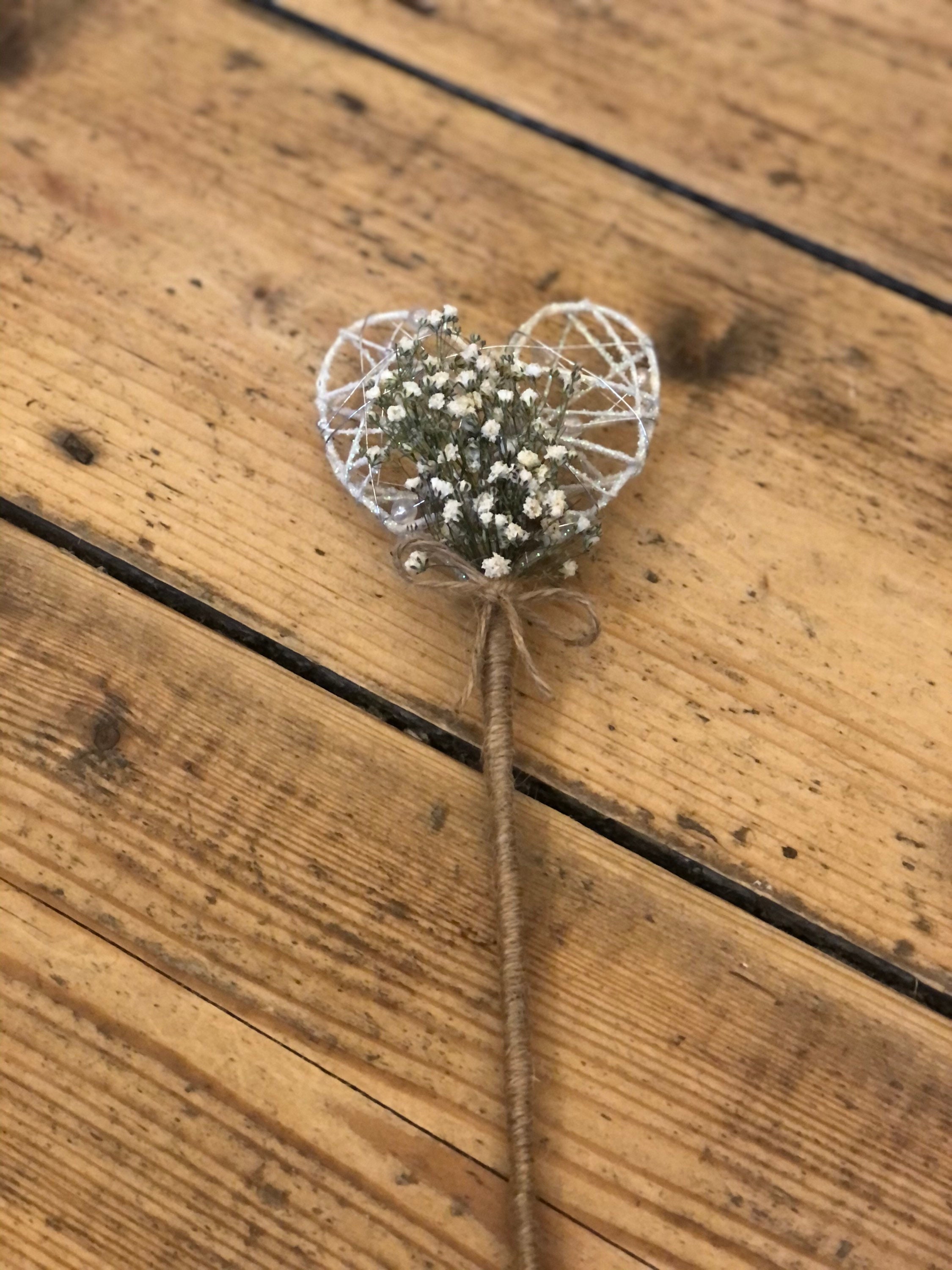 Gypsophila Flower Wand, Heart Shaped Flower Girl Wand, Dried Gypsophila ...