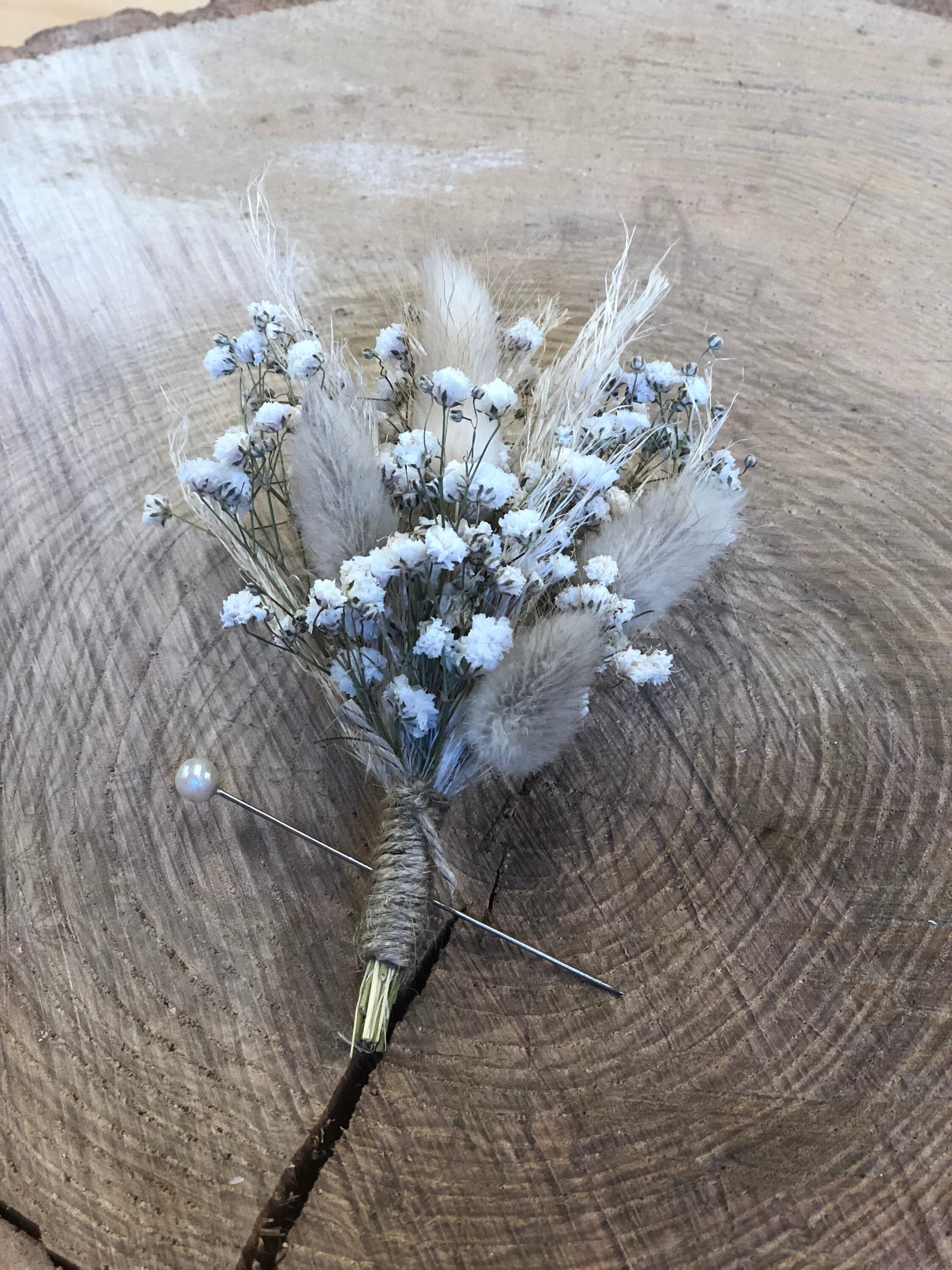 Dried Gypsophila Buttonhole, Pampas Grass Buttonhole, Natural ...