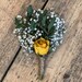 Dried Yellow Rose Buttonhole, Dried Flower Wedding Buttonhole, Dried ...