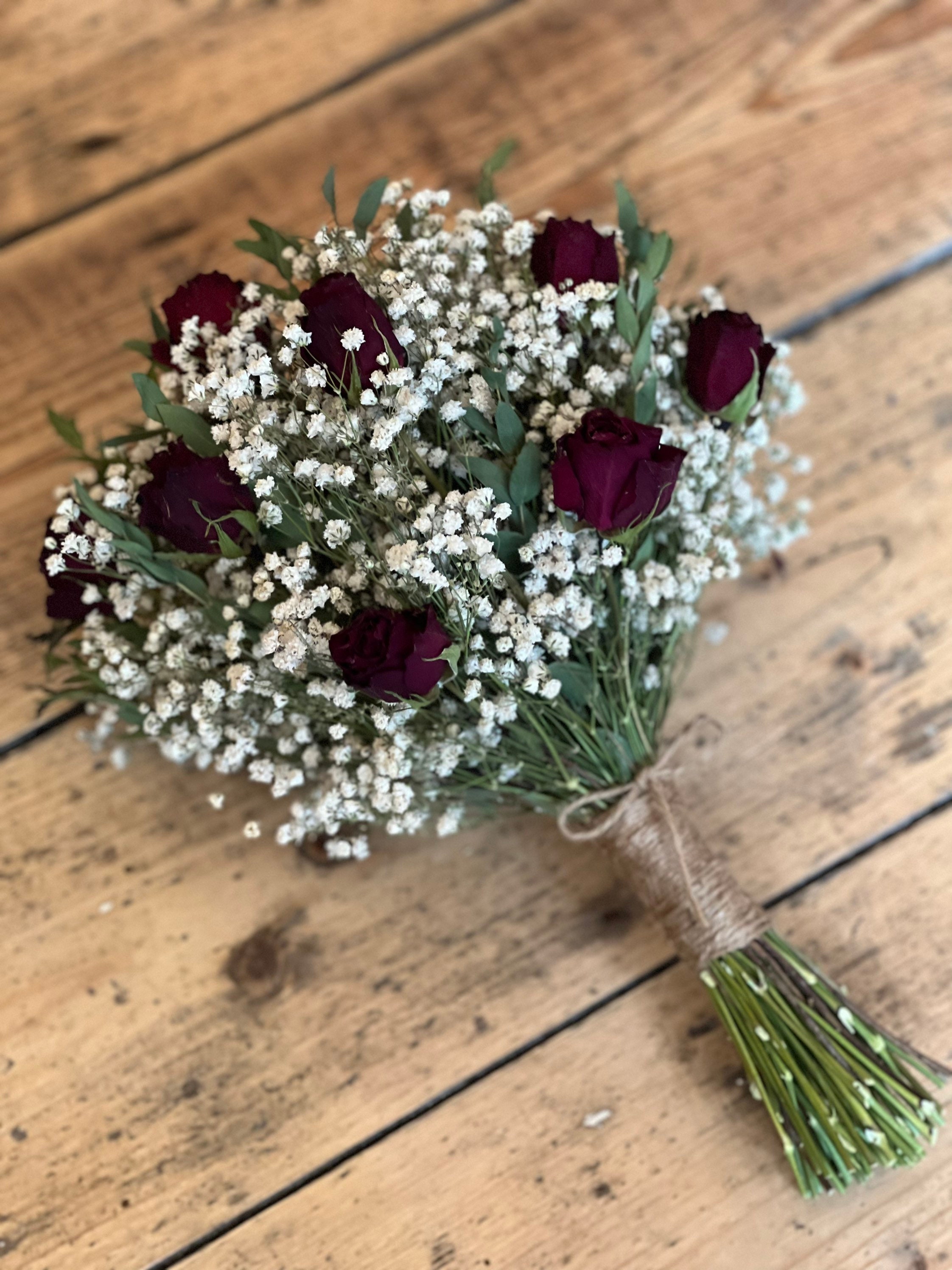 Dried Red Rose Bouquet, Dried Bridal Bouquet, Dried Wedding Flowers ...